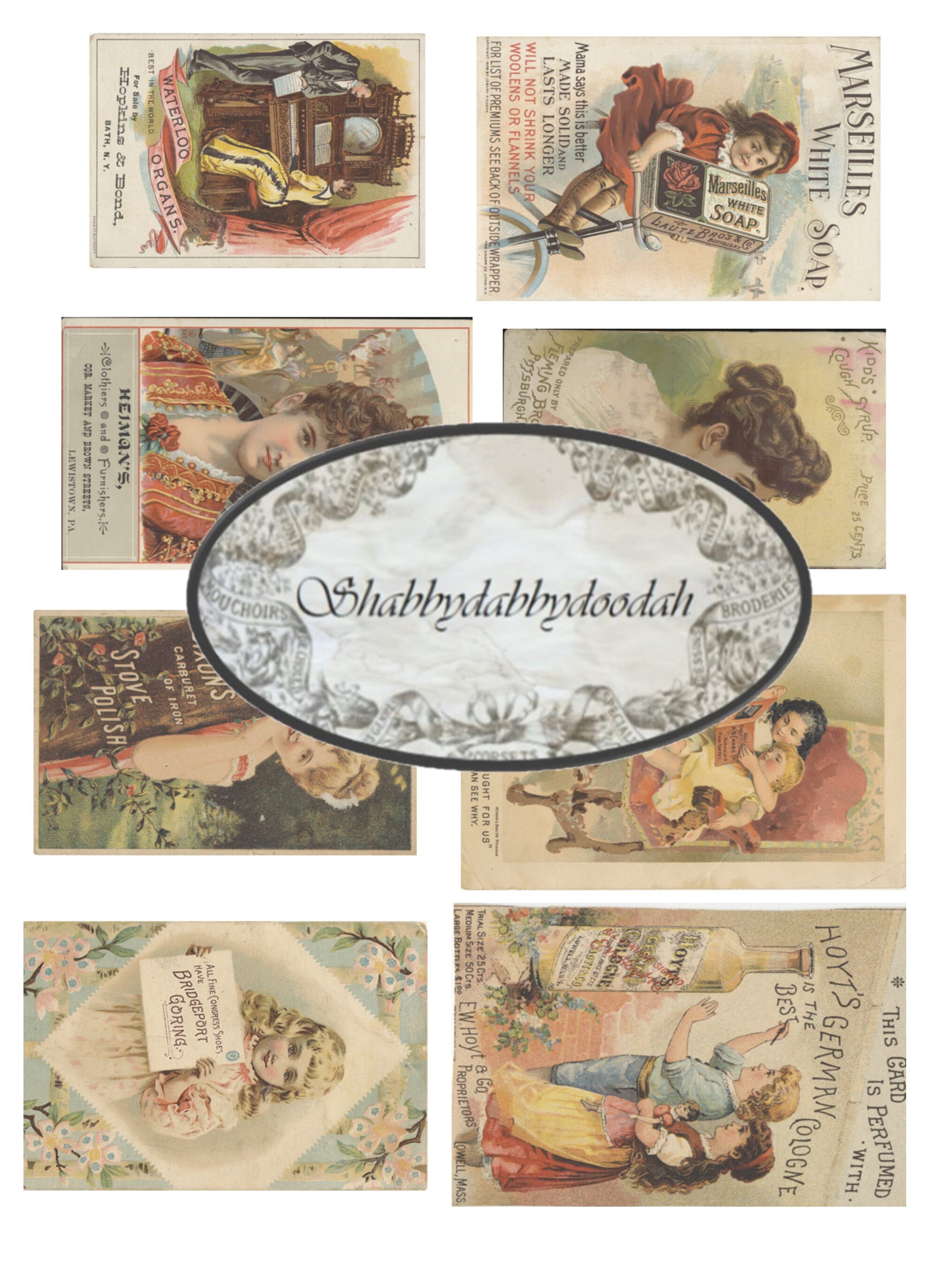 8 Pg VICTORIAN EPHEMERA PIECES Set 2 Vintage Ephemera Stamps Postcards ...