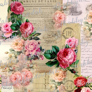 32 Pg the PINK ROSES COLLECTION Beautiful Background Pages Themed ...
