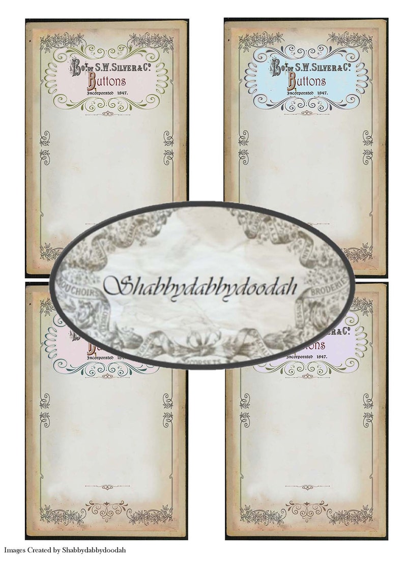 6 Pg BUTTON CARDS Plain & Decorated Vintage Journaling Cards - Etsy