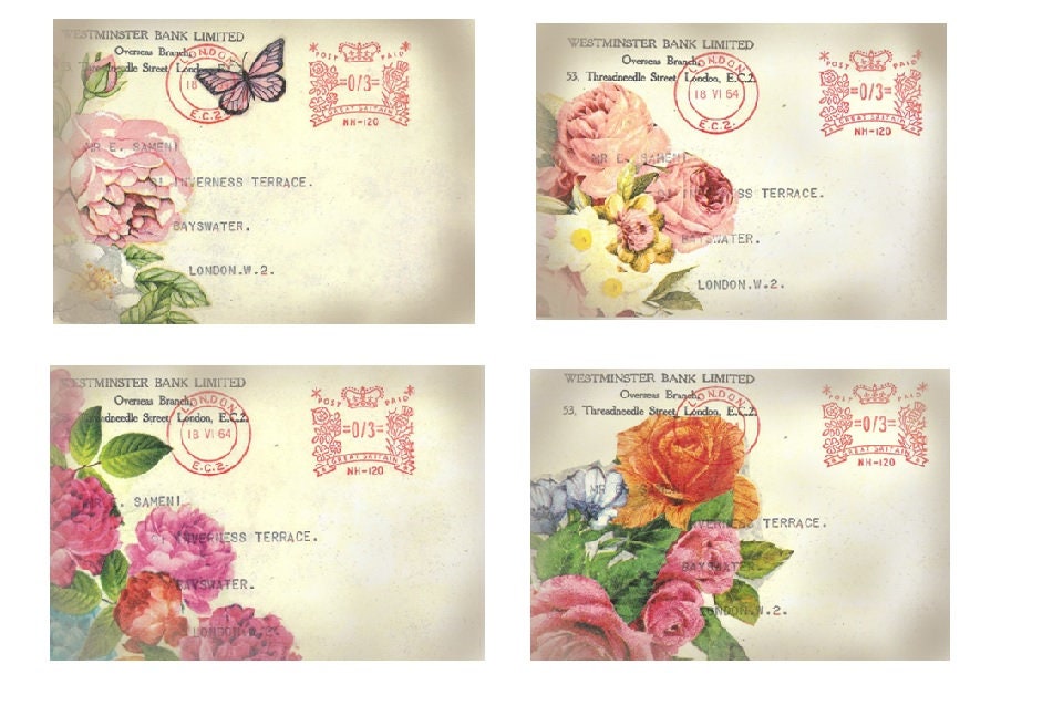 Pretty Postcards Envelopes Tags 20 X Journaling Cards Junk | Etsy