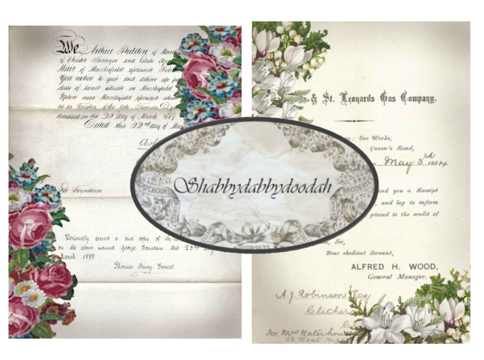 VICTORIAN VINTAGE Floral Themed Set Letters & Papers of Journalling ...