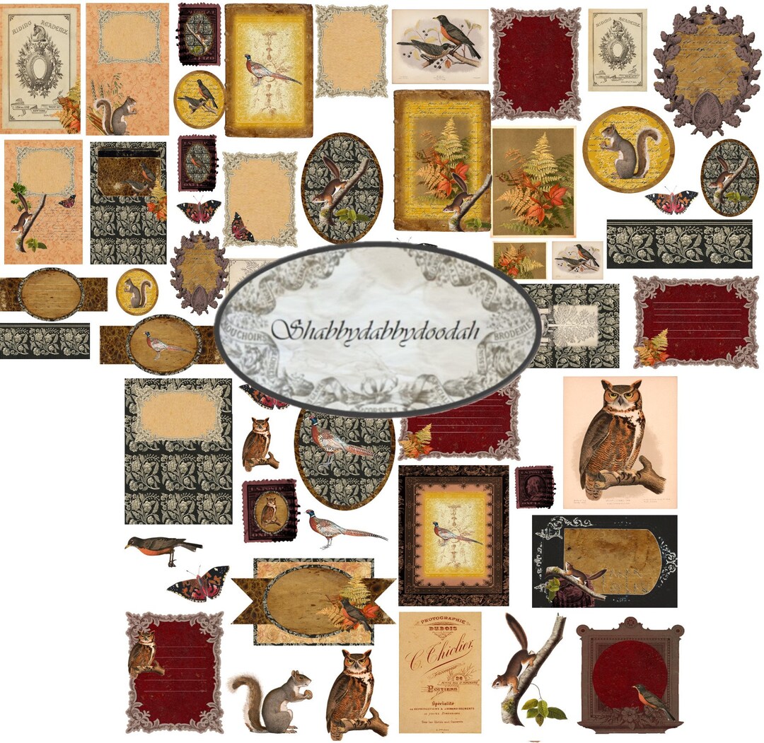 57 Pc FABULOUS FALL Autumn Themed Fussy Cuts Journaling Cards Junk ...