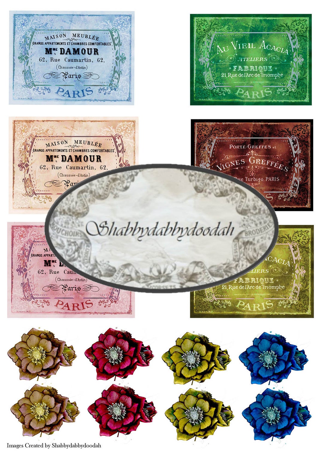 Vibrant PARISIAN LABELS Notecards Envelopes & Labels Fussy Cuts ...