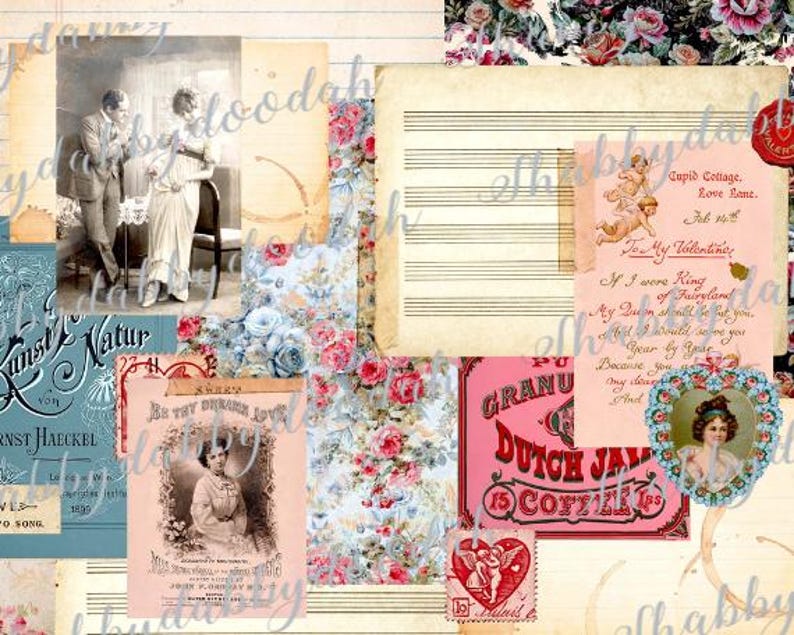 32 Pg VALENTINES From the VAULT Collection Vintage Background Pages ...