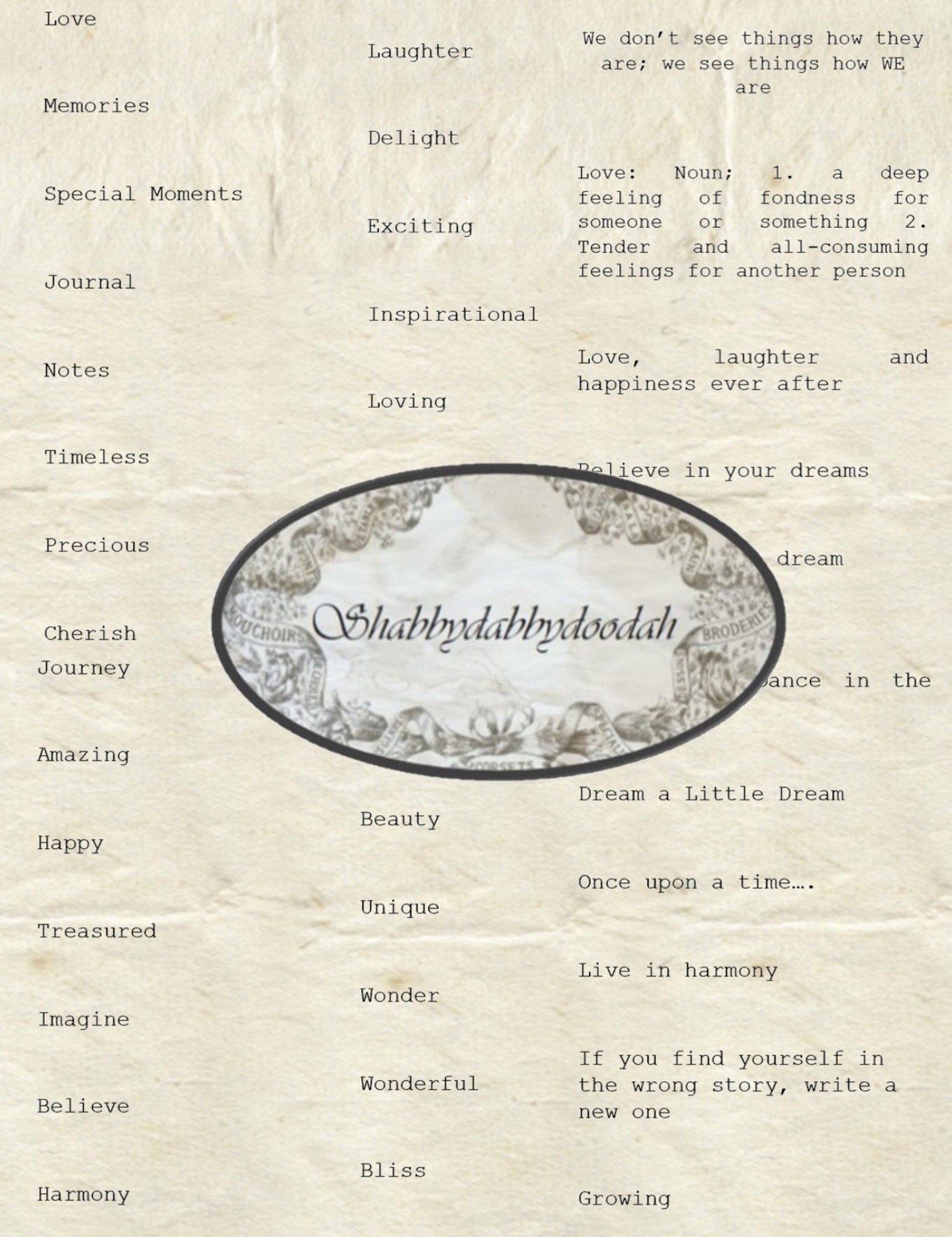 WORDS General Typewriter Font Junk Journal Themed Set of - Etsy