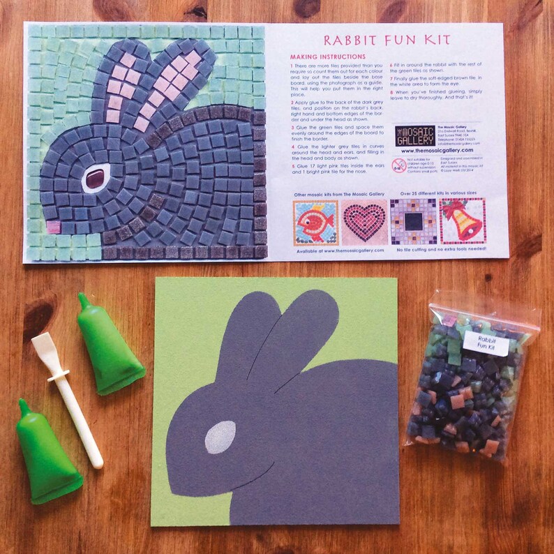 Rabbit Mosaic Fun Kit 190mm Square - Etsy