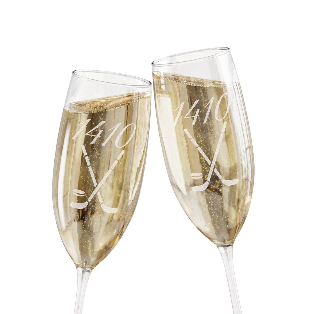 Heated Rivalry 1410 Engraved Hockey Sticks & Numbers Champagne Glass ...