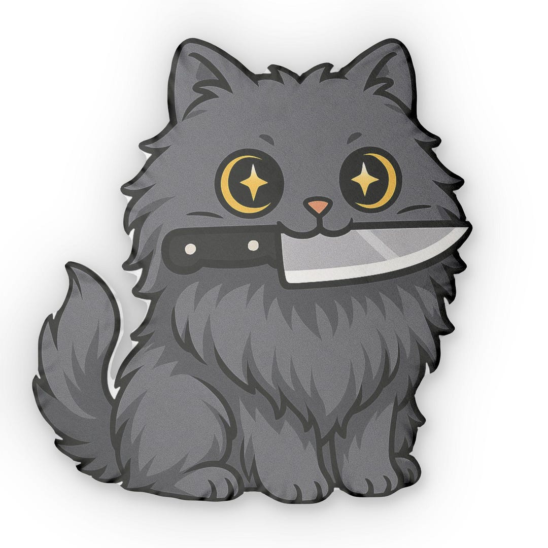 Stabby Cat Plush Pillow, Funny Home Decor - Etsy