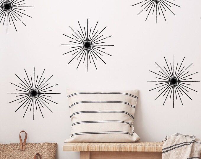 Starburst Wall Decals, Boho Sunburst Wall Decal, Kids Room Wall Art ...