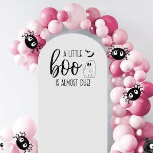 Halloween Baby Shower Balloon Arch Decal, A Little Boo is Almost Due ...