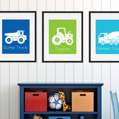 Construction Truck Prints Dump Truck Wall Art Boys Room | Etsy