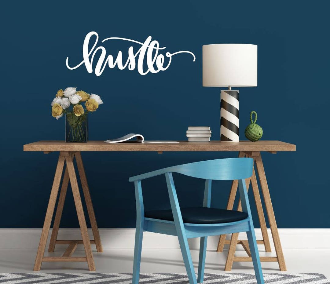 Hustle Wall Decal, Fitness Wall Decal, Office Wall Decor, Home Office ...