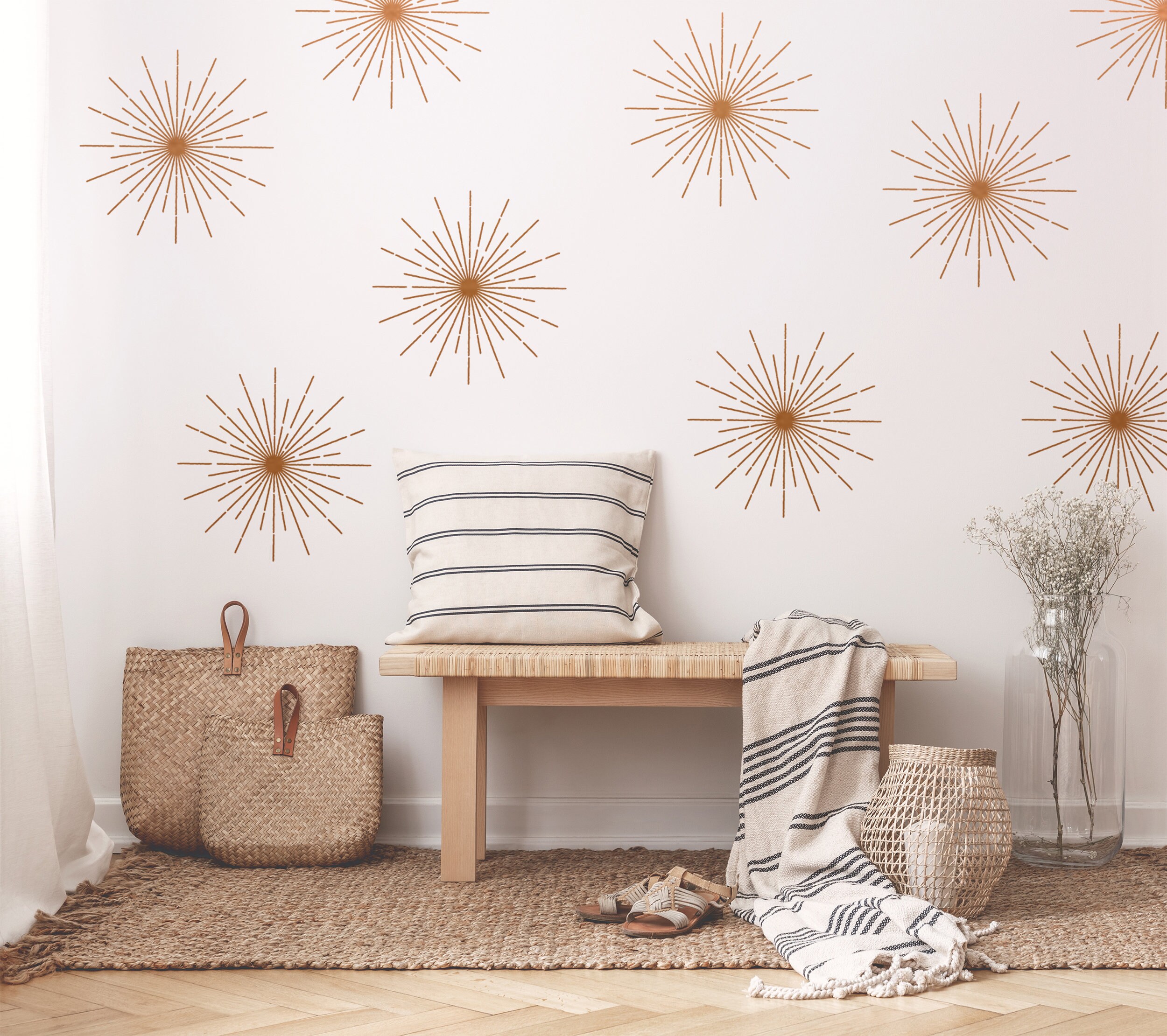 Starburst Wall Decals Boho Sunburst Wall Decal Kids Room - Etsy