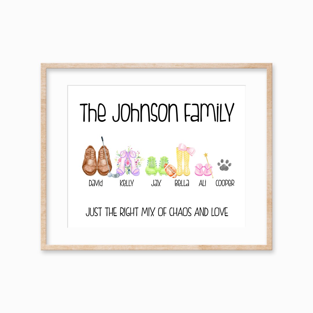 Personalized Shoe Family Print Family Gift for Mom Custom - Etsy