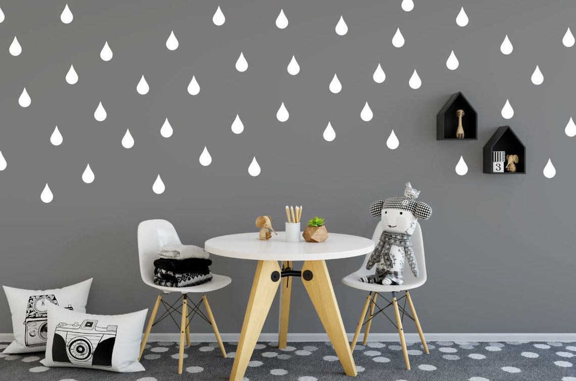 Raindrop Nursery Wall Decal Rain Drop Wall Stickers Rain | Etsy
