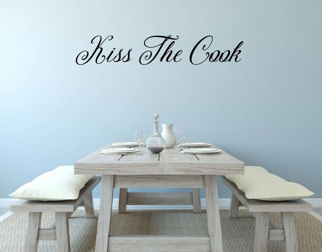 Kiss the Cook Kitchen Wall Decal - Kitchen Decor - Chef Wall Art ...