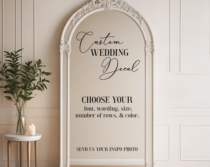 Custom Wedding Decal for Mirror, Personalized Wedding Reception Decal ...
