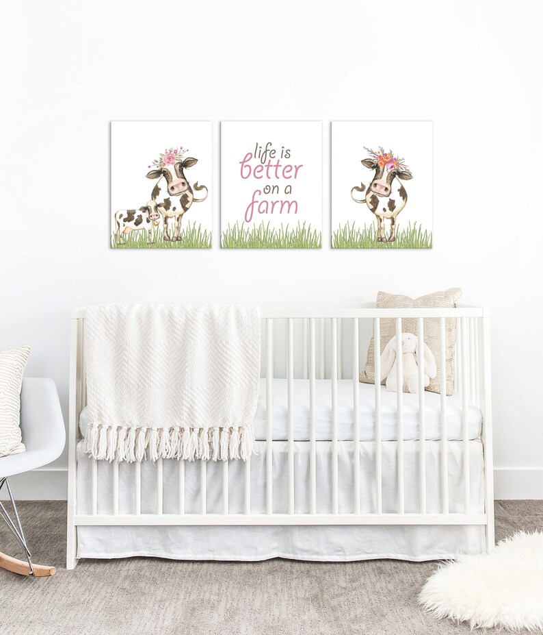 Farm Kids Wall Art Print Cow Nursery Decor Cow Nursery Art | Etsy