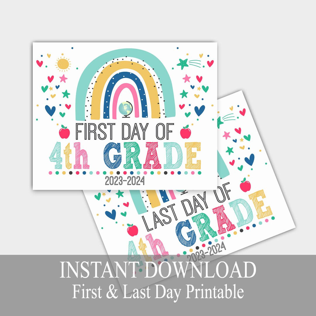 First Day of 4th Grade School Chalkboard Sign My First Day - Etsy