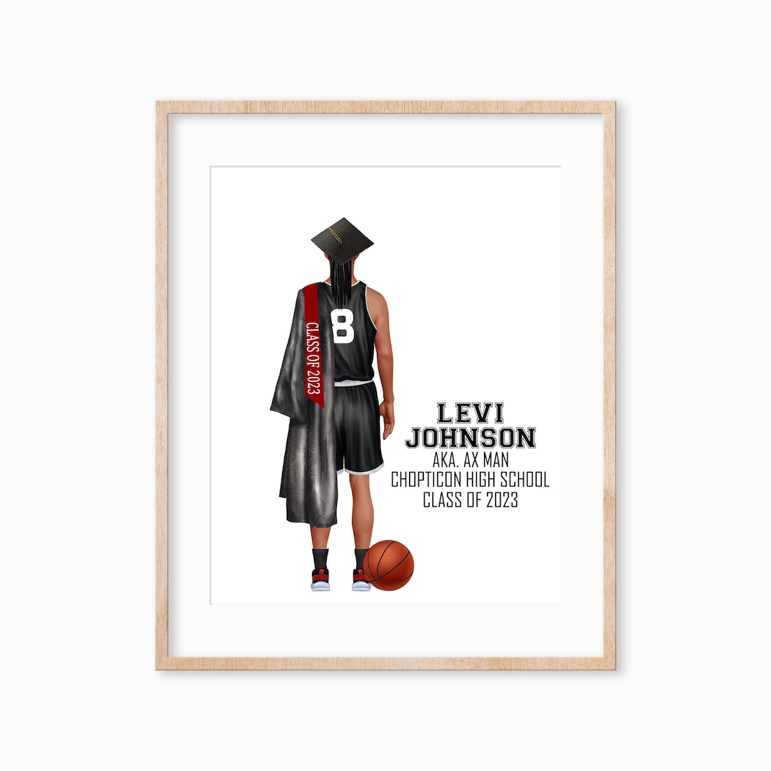 Personalized Basketball Player Graduation Portrait Print, Custom Senior ...