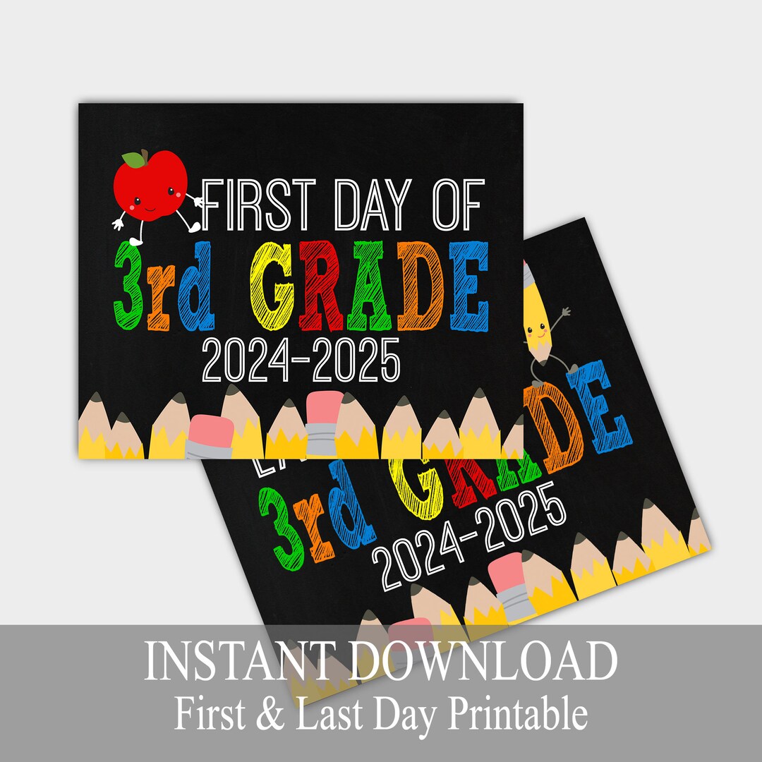 First Day of School Sign - Back to School Printable - 3rd Grade Sign ...