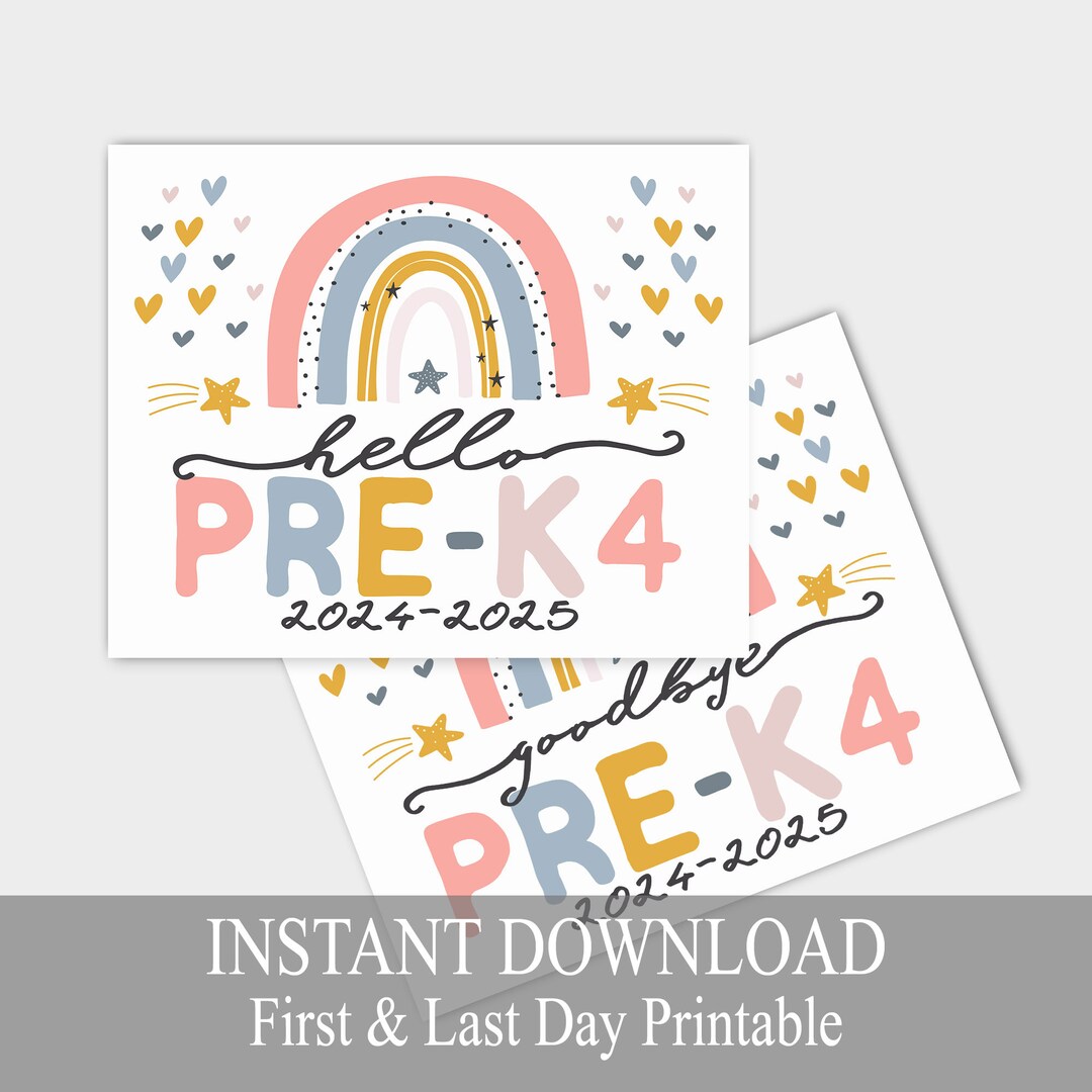 First Day of Pre-k4 Sign Prek Sign Print Yourself 1st Day of Preschool ...