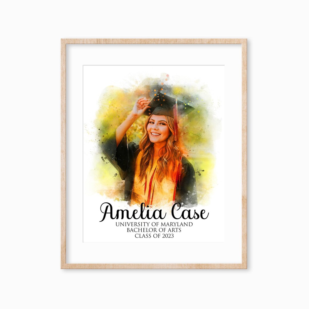 Custom Watercolor Graduation Portrait, Personalized Gift (digital or ...