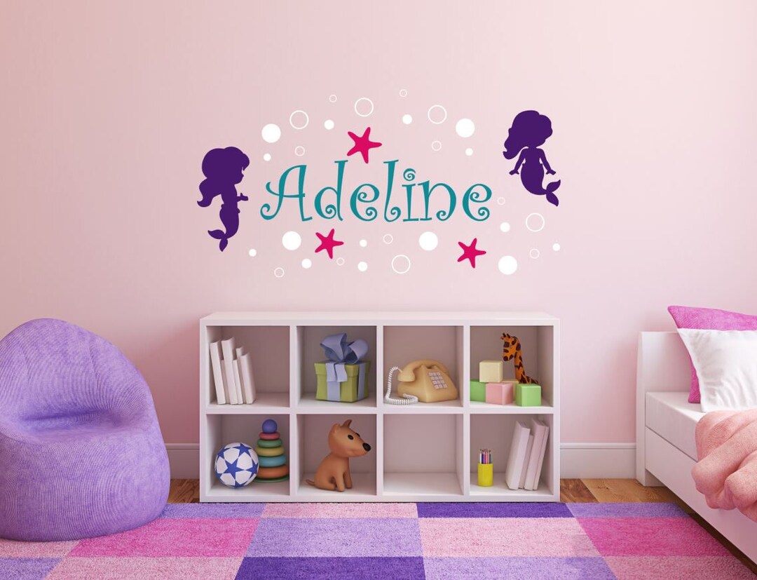 Girl Wall Decal Name - Mermaid Wall Decal With Name - Mermaid Wall ...