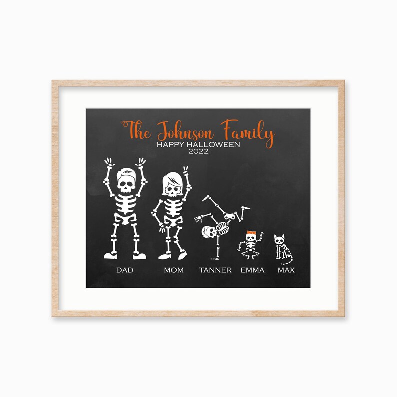 Skeleton Family Print Halloween Family Portrait Gift for - Etsy