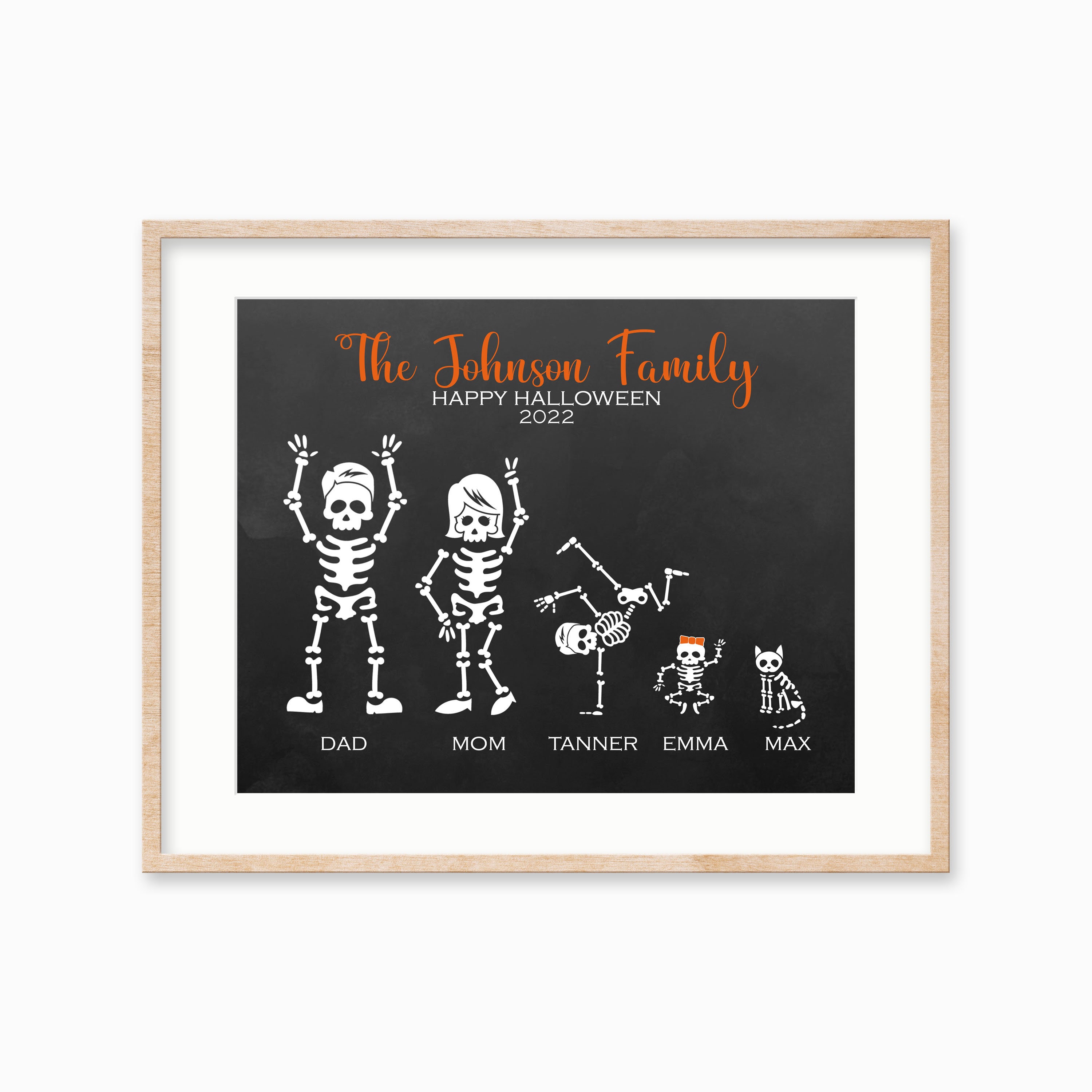 Skeleton Family Print Halloween Family Portrait Gift for - Etsy