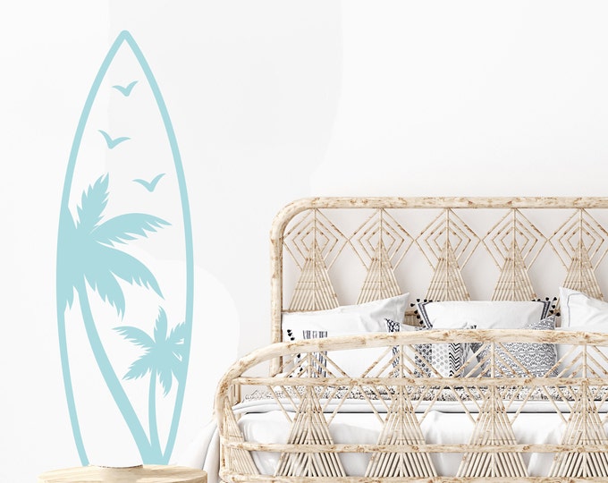 Wall Decal, Surfboard Sand and Waves Fabric Wall Decal Print Set ...