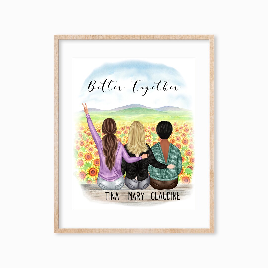 Personalized Best Friend Portrait, Bff Gifts, Best Friend Print ...
