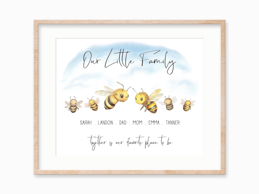 Custom Bee Family Print, Personalized Family Portrait, Bumble Bee ...