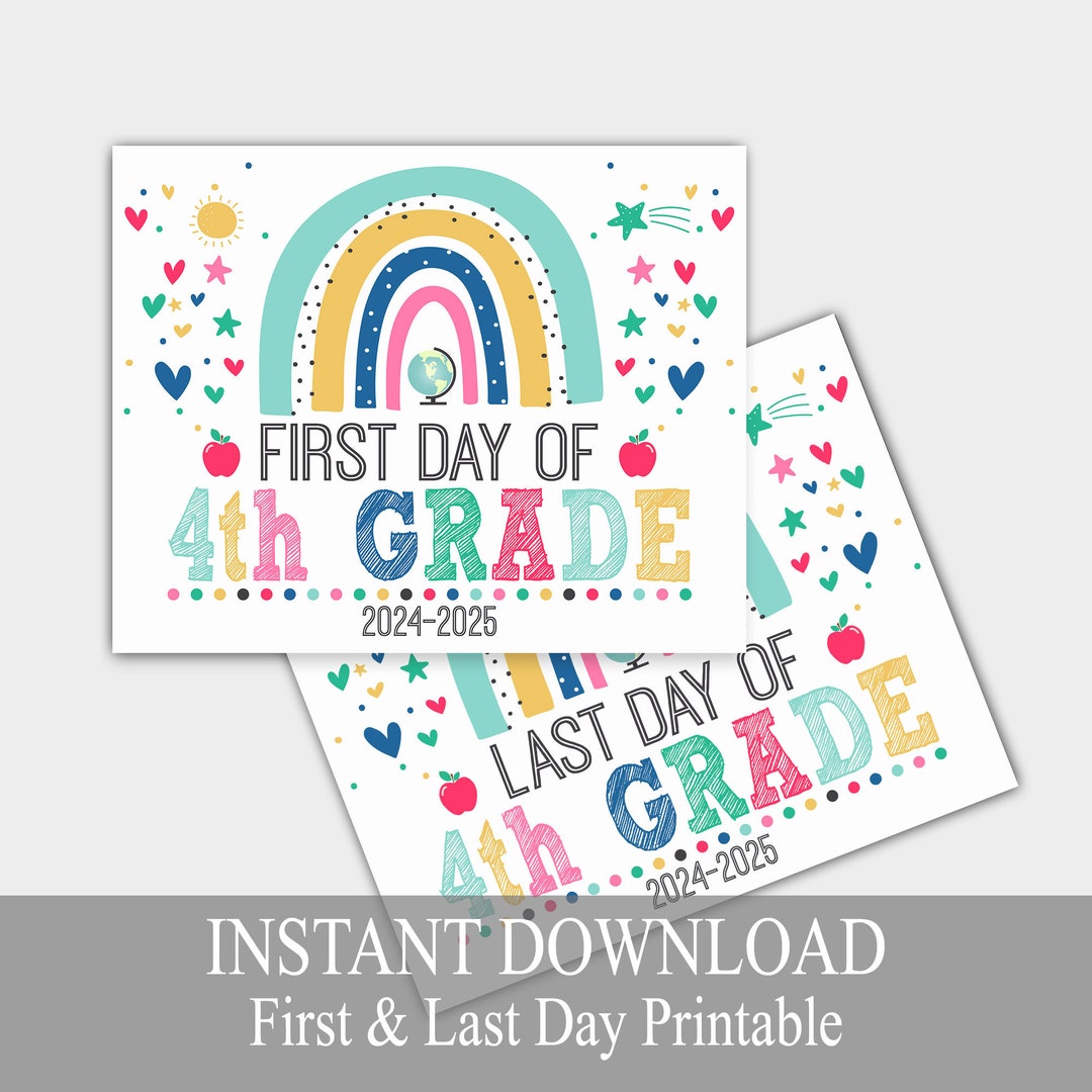 First Day of 4th Grade - School Chalkboard Sign - My First Day Back to ...
