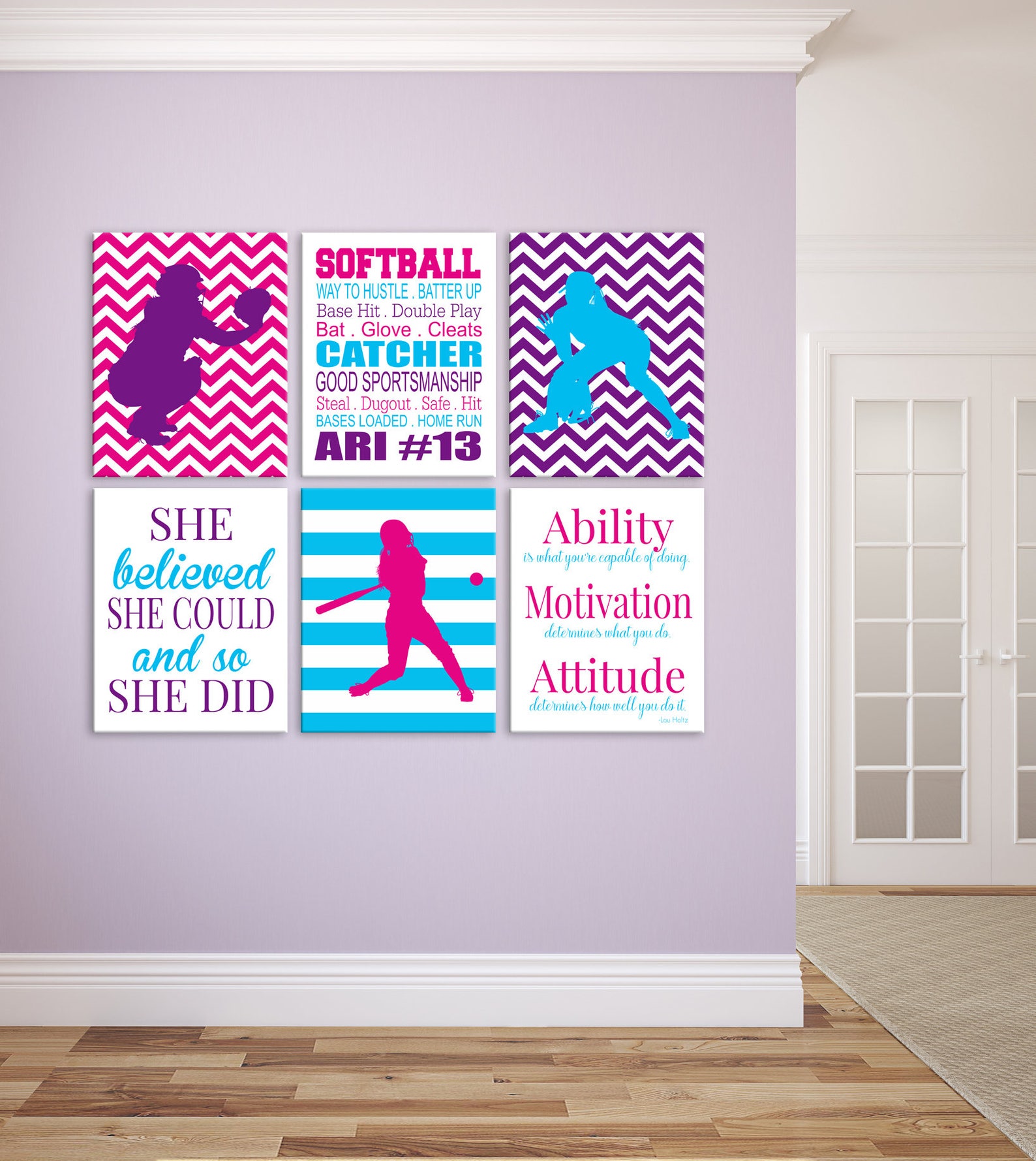 Personalized Softball Prints Softball Wall Decor for Girls - Etsy