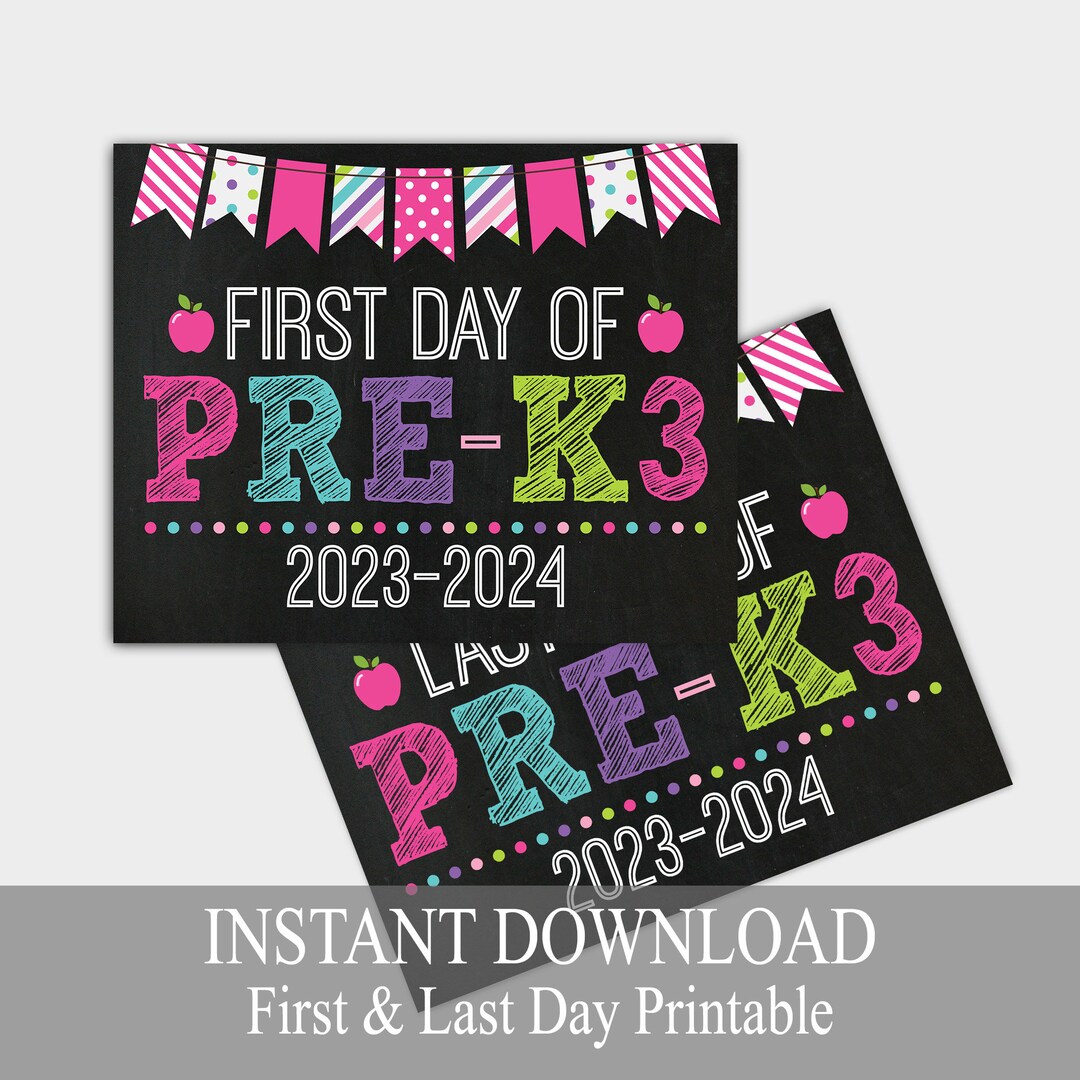 First Day of Pre-k3 Sign Prek Sign Print Yourself 1st Day - Etsy