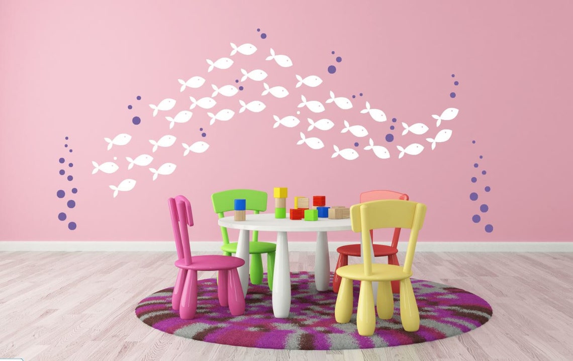 Fish Wall Decals School of Fish Decals Under the Sea Wall - Etsy