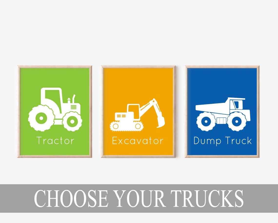 Construction Truck Prints Dump Truck Wall Art Boys Room - Etsy