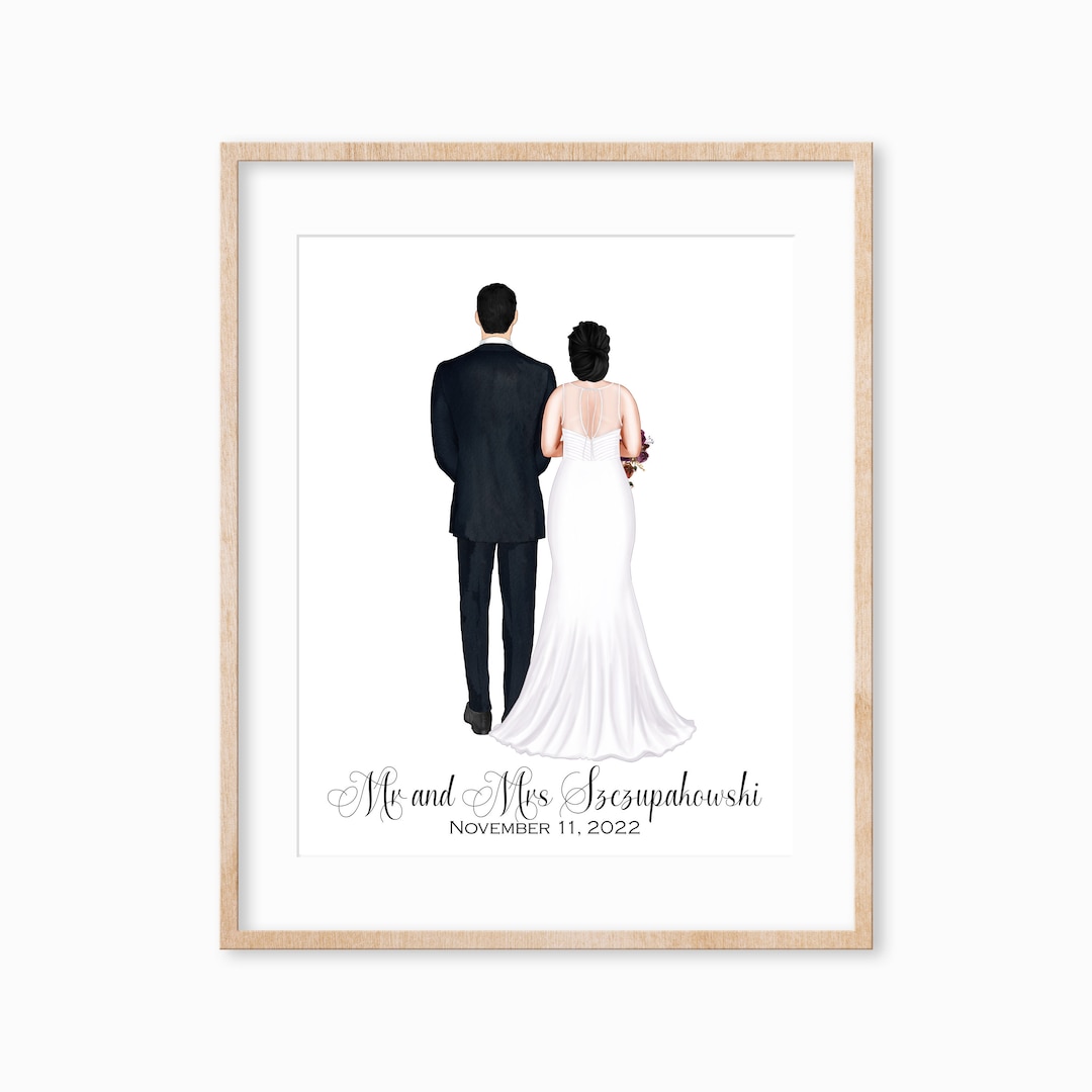 Personalized Bride and Groom Print, Bride and Groom Portrait Artwork ...