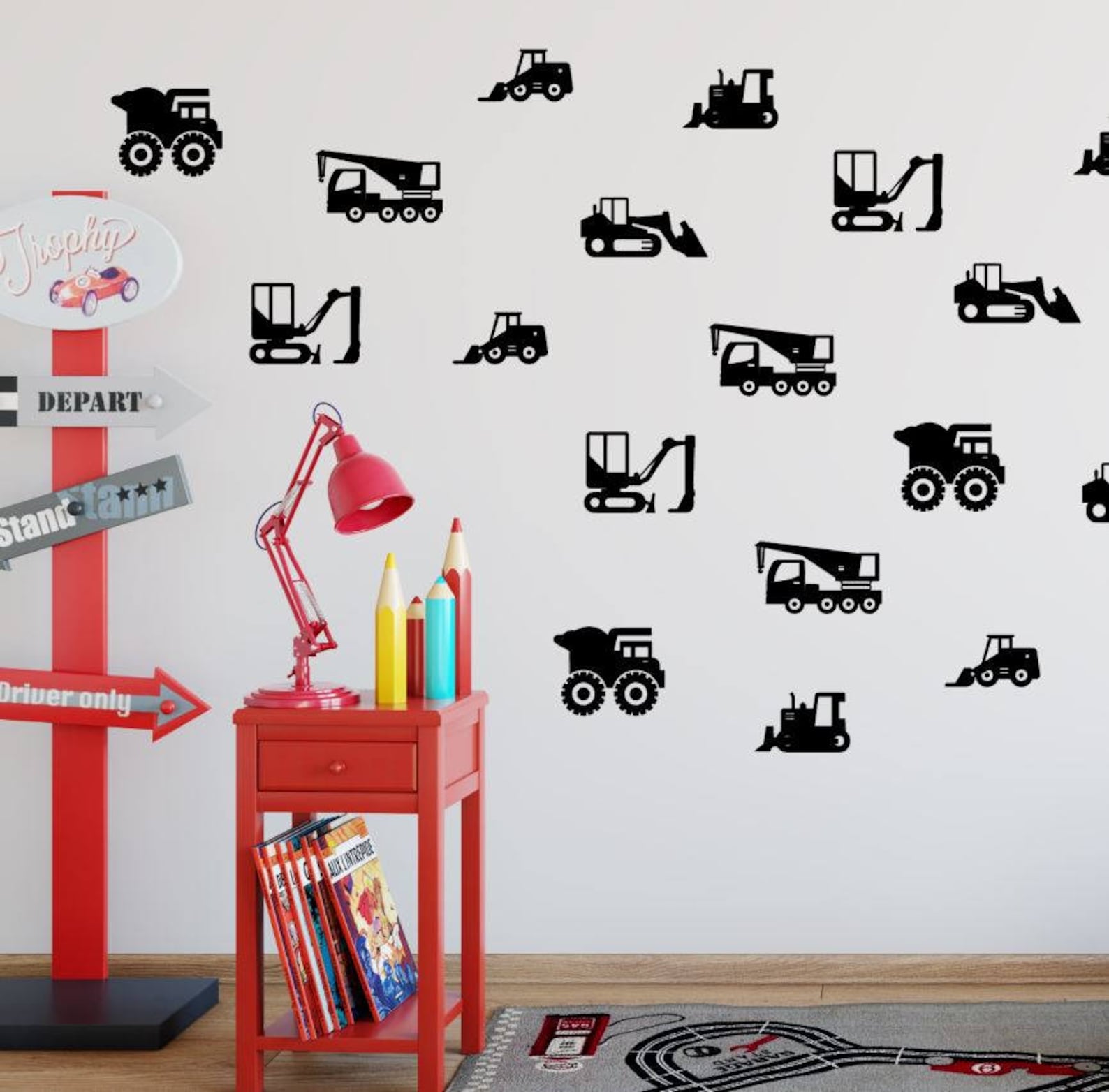 Construction Wall Decals Construction Vehicles Wall Decal - Etsy