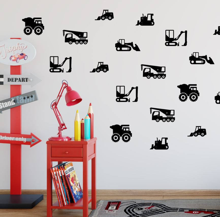 Construction Wall Decals Construction Vehicles Wall Decal | Etsy