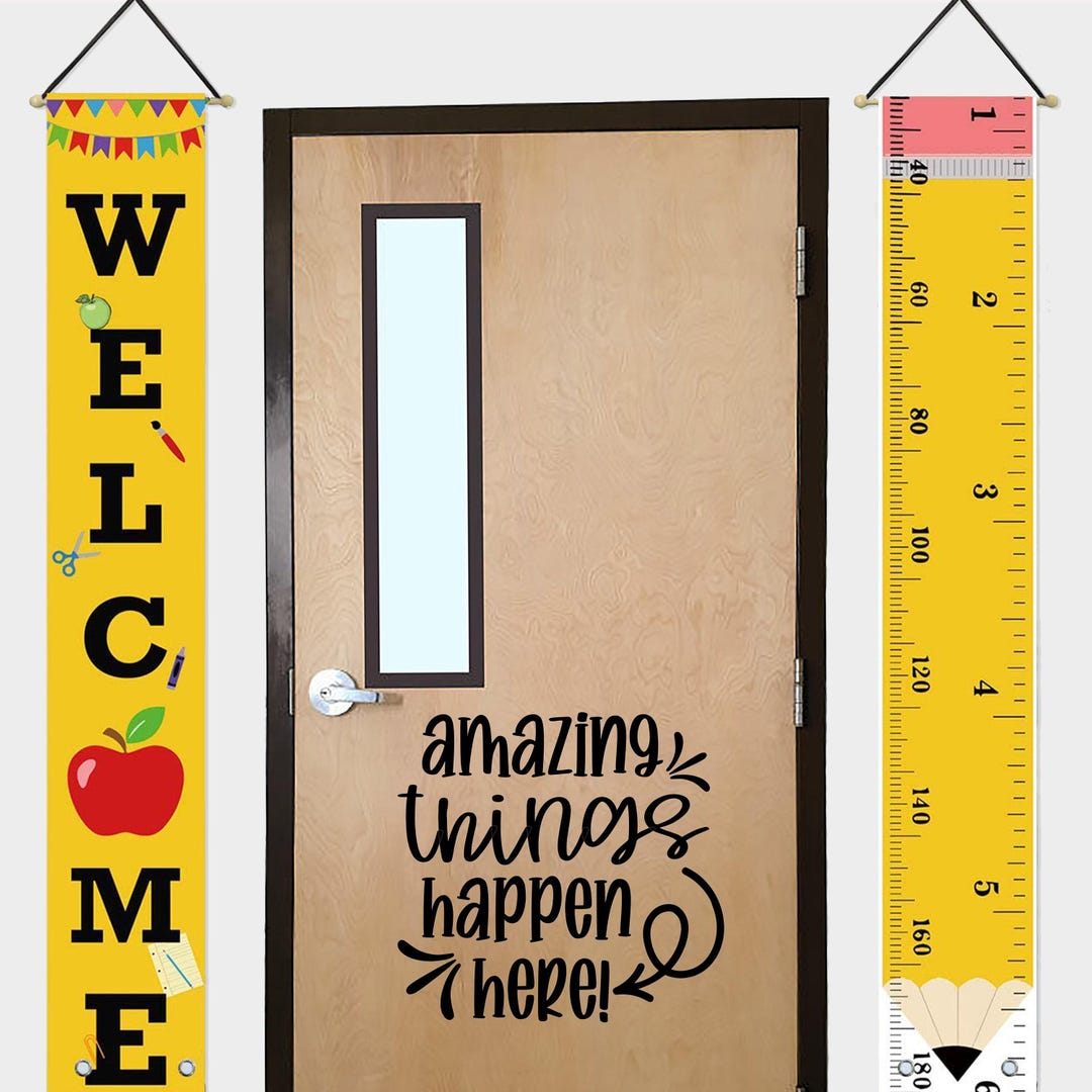 Amazing Things Happen Here Classroom Decal, Classroom Door Vinyl ...