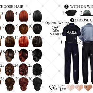 Custom Family Portrait Print With Police Mom, Family Portrait With Pets ...