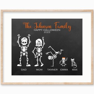 Skeleton Family Print, Halloween Family Portrait, Gift for Halloween ...