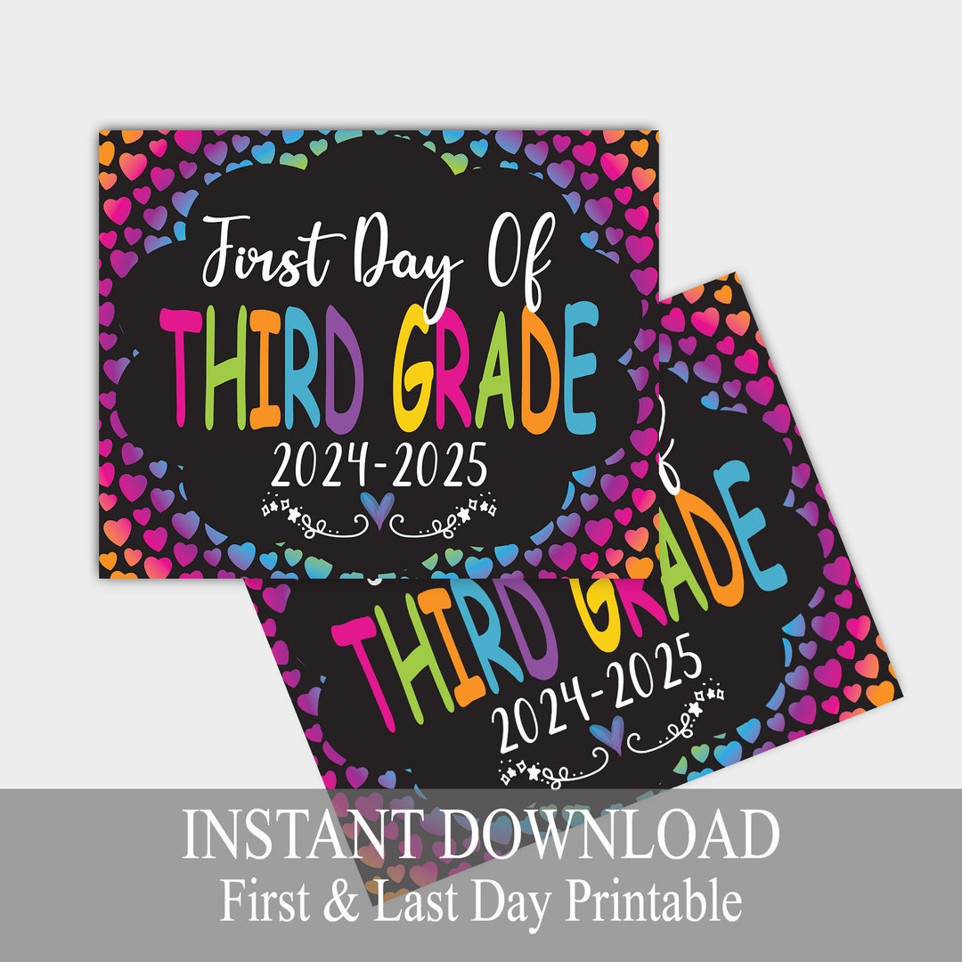 Girls First Day of Third Grade School Printable, Back to School ...