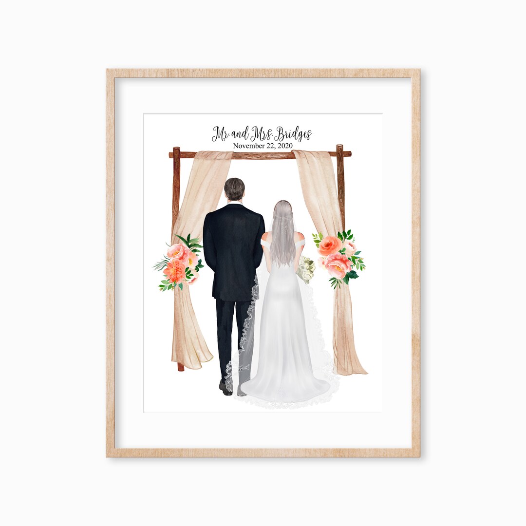 Personalized Bride and Groom Print, Bride and Groom Archway Print ...