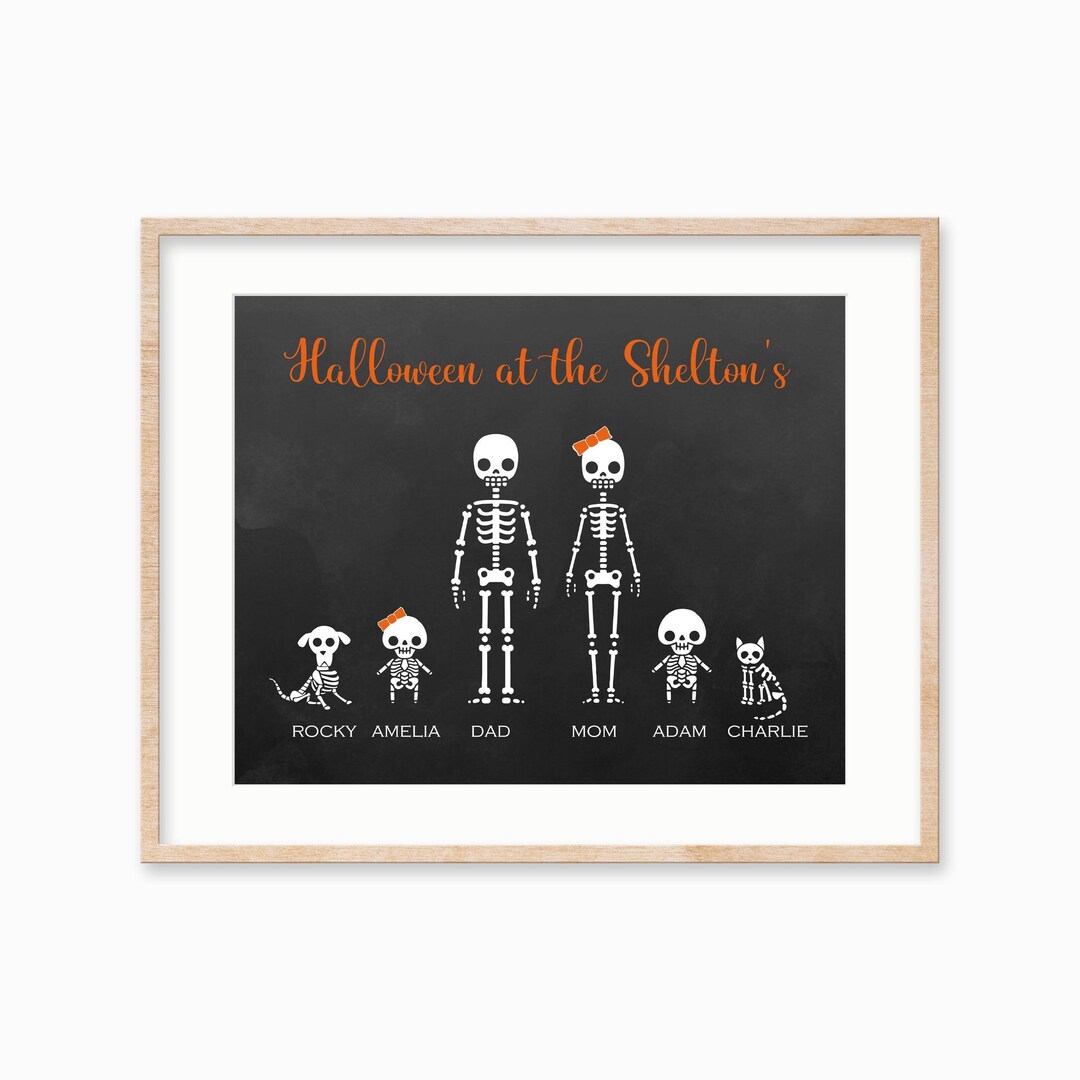 Custom Skeleton Family Portrait, Halloween Print - Etsy
