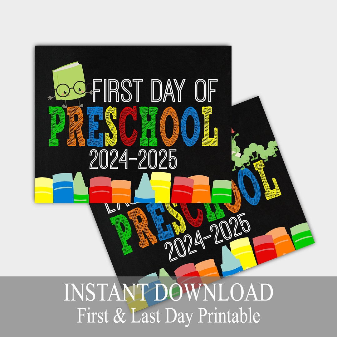 First Day of Preschool Sign - My First Day Back to School - Back 2 ...