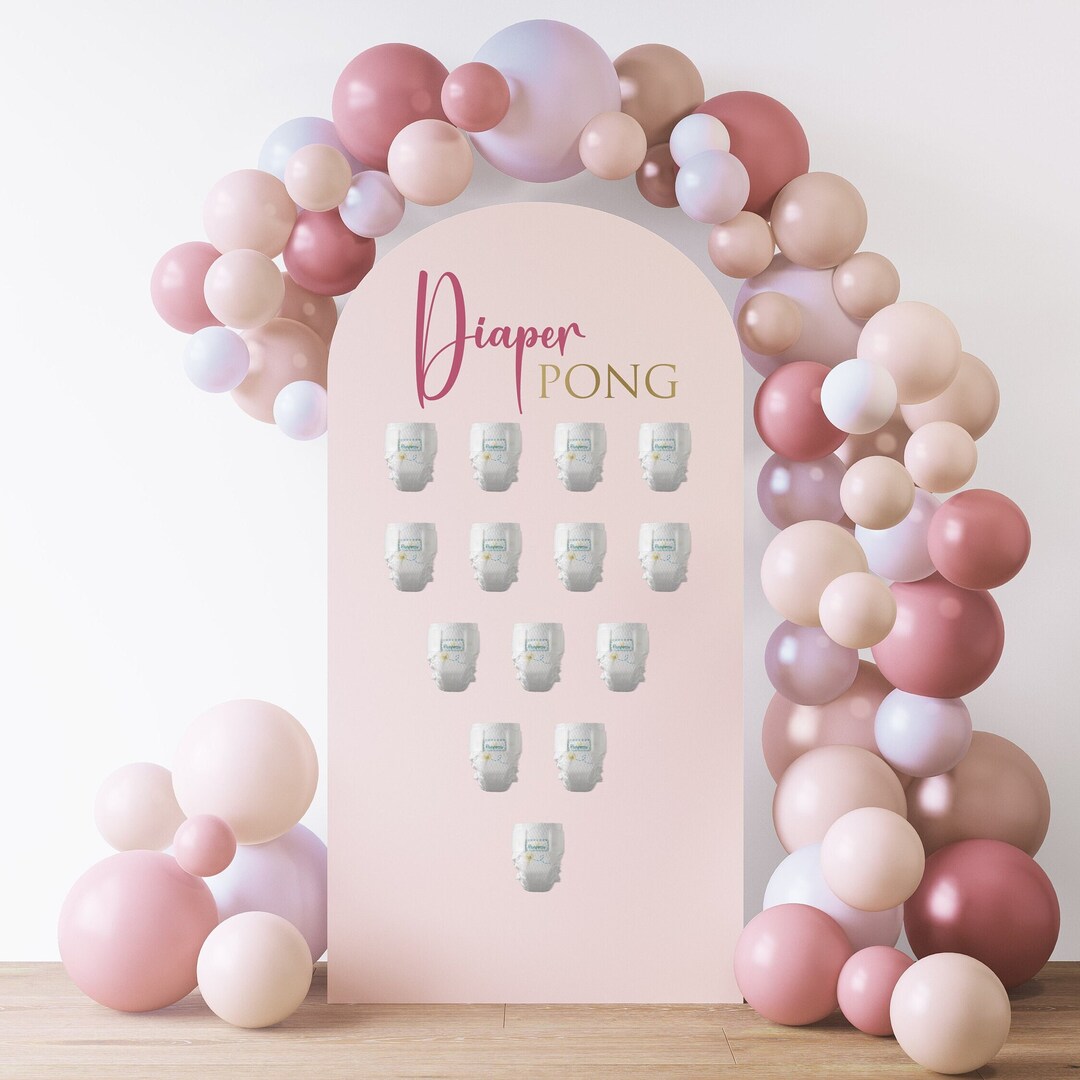 Diaper Pong Decal for Balloon Arch Board, DIY Baby Shower Decorations ...