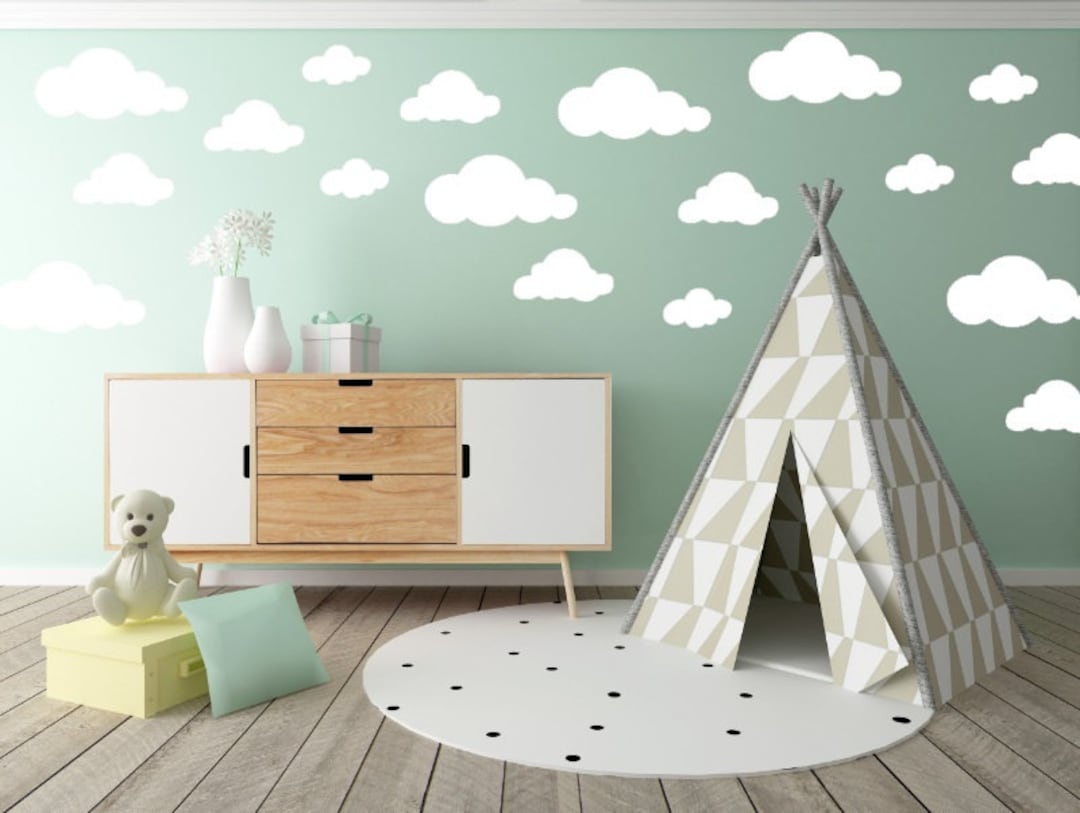 Large Cloud Wall Decal, Clouds Decal, Cloud Sticker, Nursery Wall Decal ...